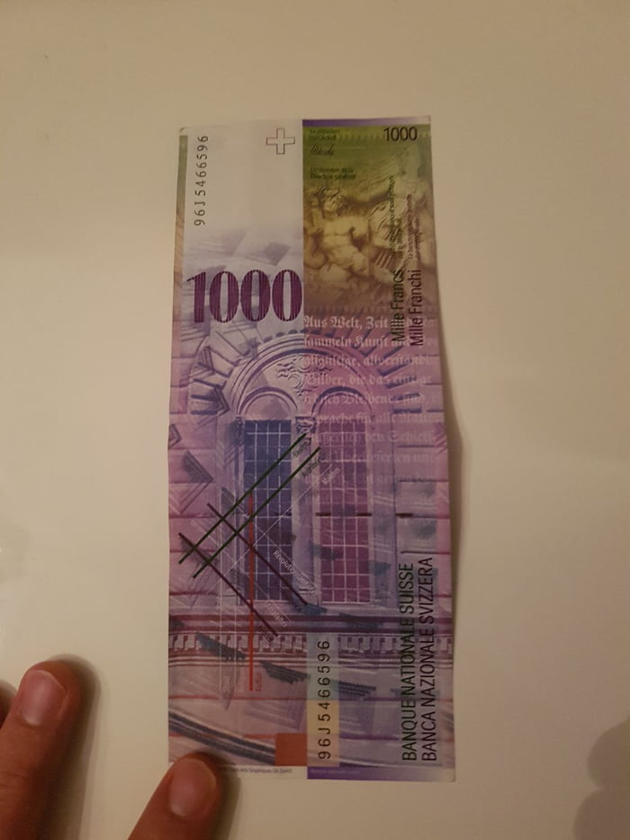 The most valuable banknote in the world 1000 CHF (Swiss Francs) - 9GAG