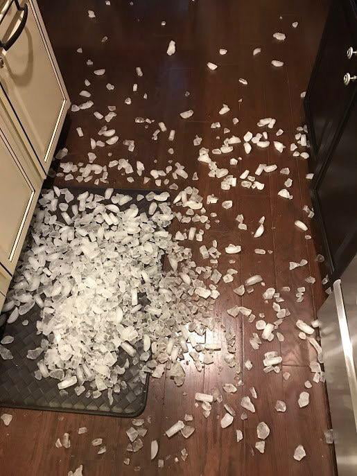 Just kick it under the fridge. - 9GAG