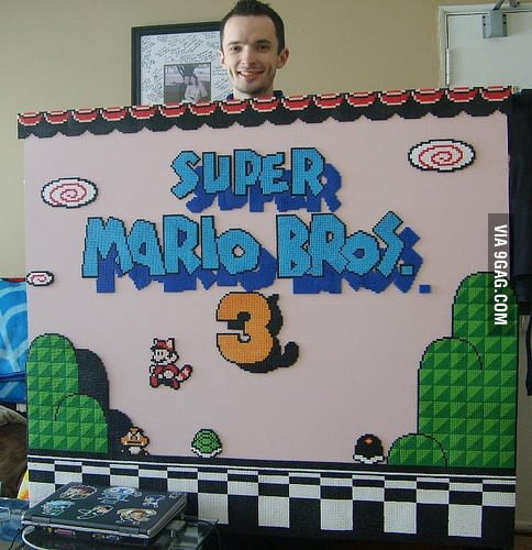 Super mario brothers 3 start menu made with beads. - 9GAG