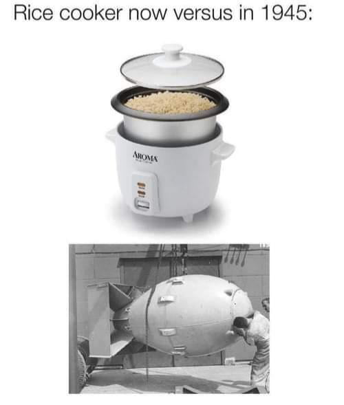 The evolution of the rice cooker from 1945 to 2019. - 9GAG