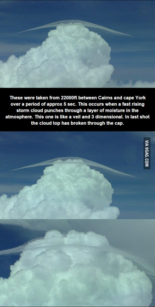 Cap cloud at 22,000ft, taken by my dad who is a pilot in Australia - 9GAG