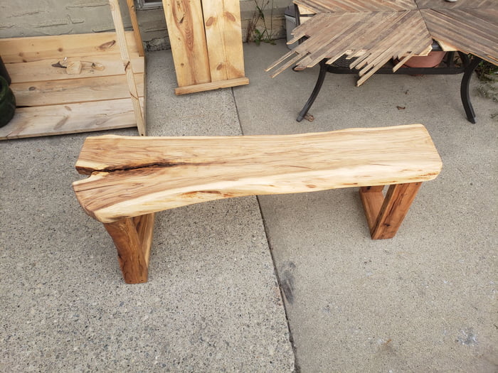 I made this live edge willow bench in one day. Its not prefect but I ...