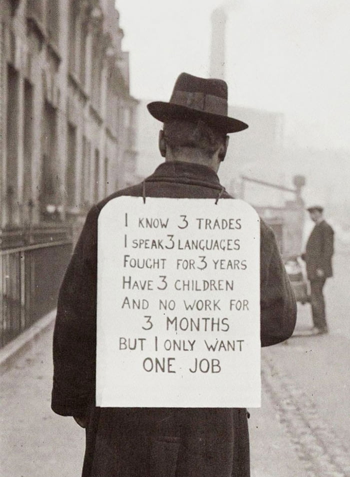 Gentleman Seeking Employment In The 1930's - 9GAG