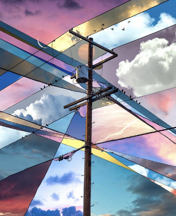 Sky colors photographed at different times of day cropped by electrical ...