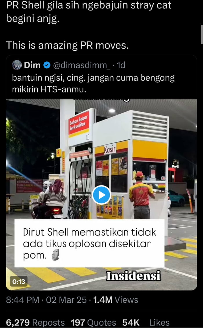PR shell nunjukin klo shell itu "hire kucing penjaga" yg mana ...