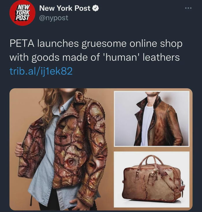 PETA, The Human-Leather-Smith - 9GAG