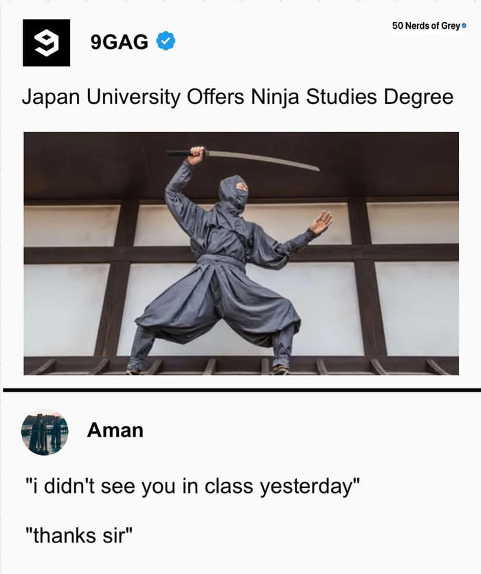 My stealth skills are apparently not degree-level yet. - 9GAG