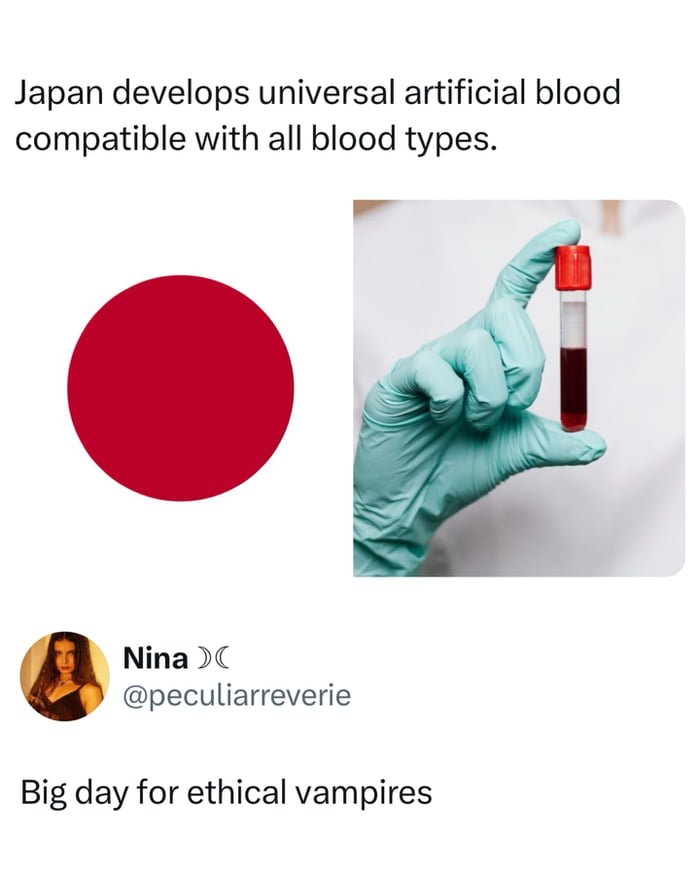 Ethical vampires everywhere are celebrating. - 9GAG