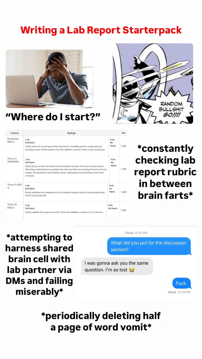 Writing a Lab Report Starterpack - 9GAG