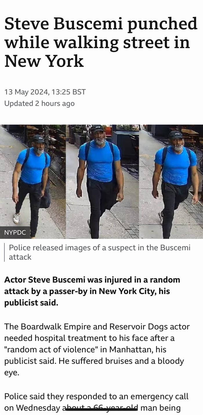 Some twat attack Steve Buscemi for no reason in New York - 9GAG