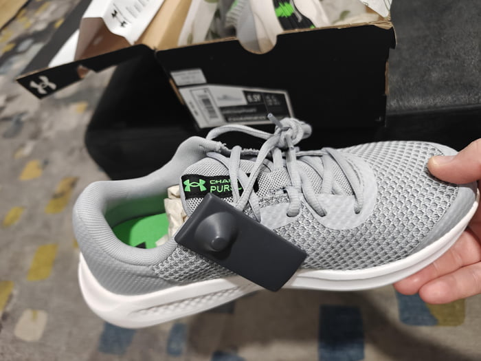 Online Ordered Shoes Still Have the Anti-Theft Device - 9GAG