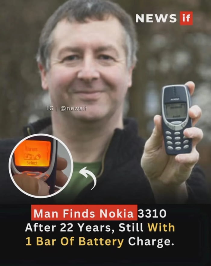 Man finds his lost nokia phone after 22 years with 1 bar of charging ...