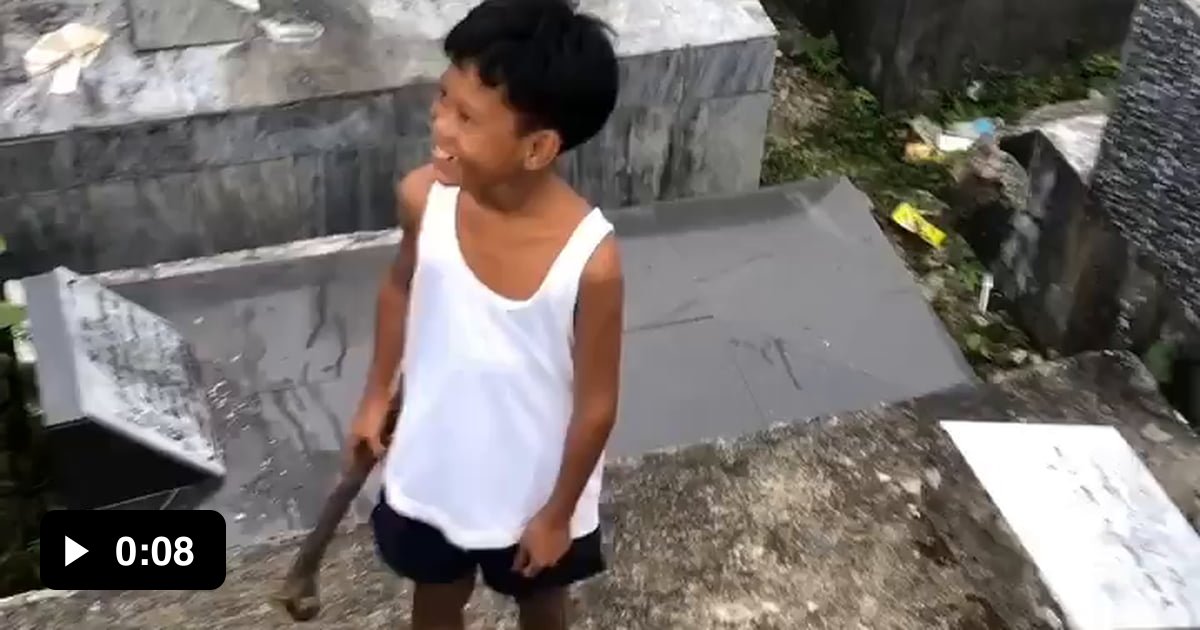 Kid is dared to bite a part of human skeleton from a grave. - 9GAG