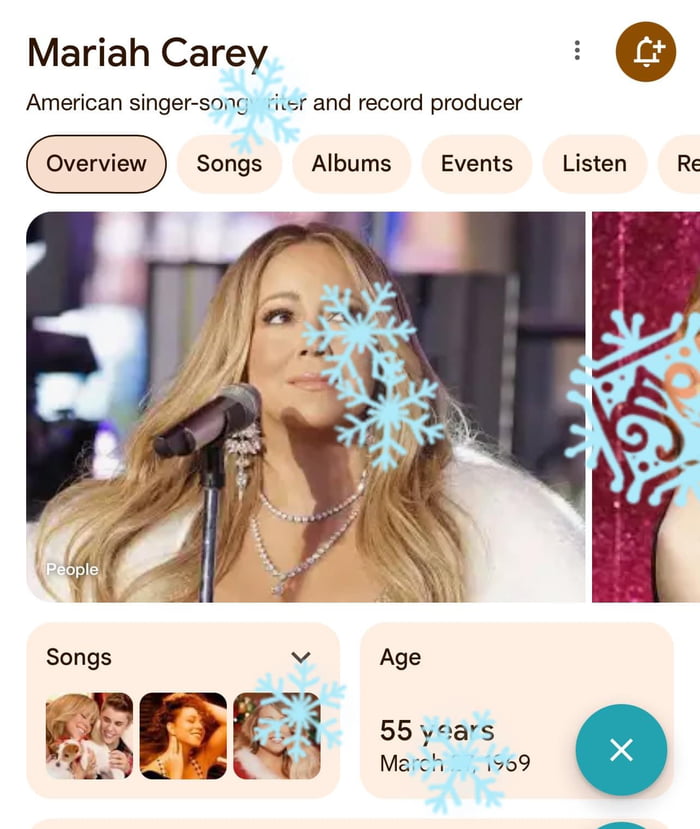 Snowflakes now appear when you search for Mariah Carey on Google. This ...