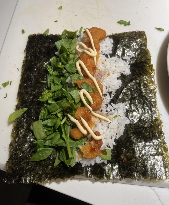 Carleaux dreams of sushi (meatless dino nugget handroll) - 9GAG