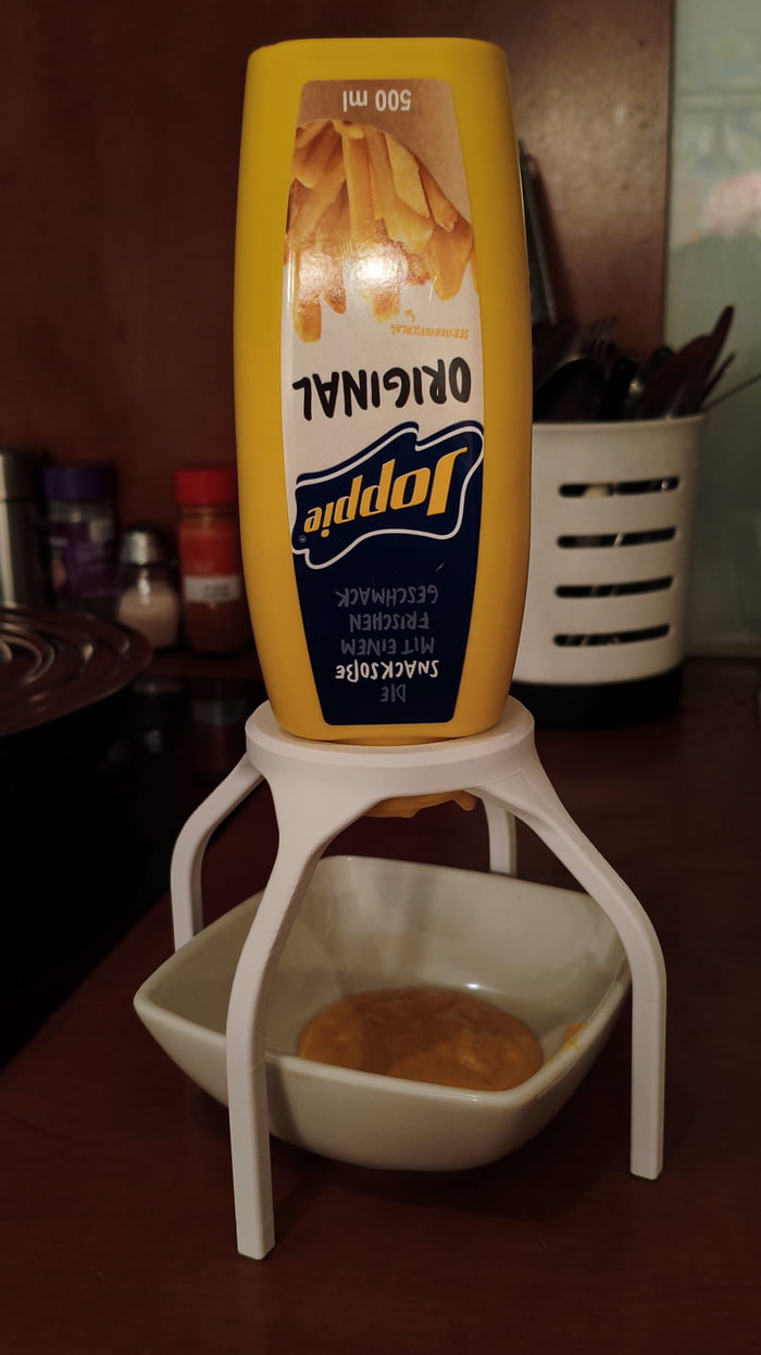 My small project today. Modeled and 3D printed a bottle holder so every last tasty bit can flow ...