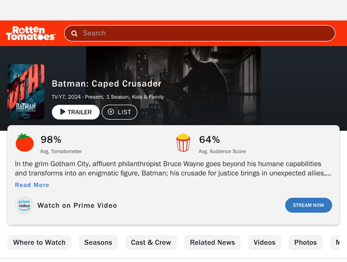 Critic score almost 100%, that’s very sus. Is there some woke shit in this series? - 9GAG