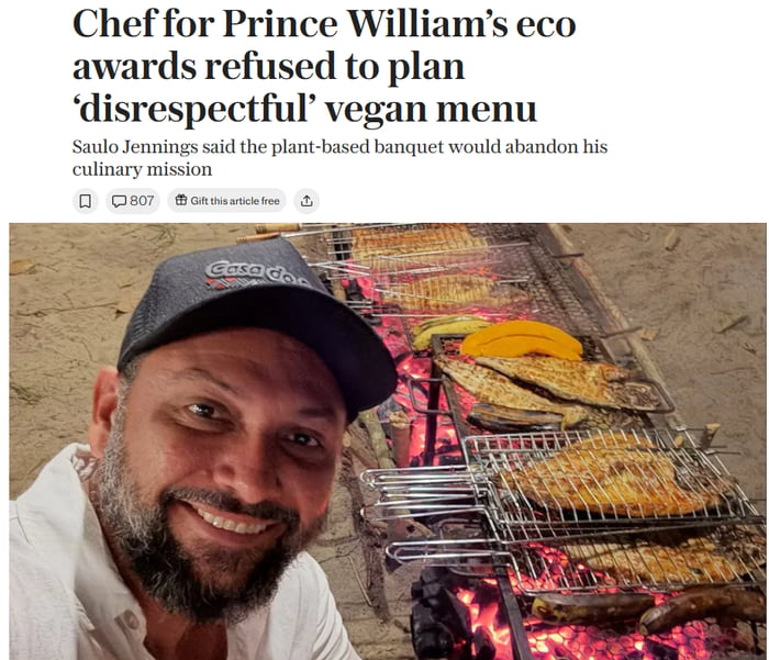 Brazilian chef refuses vegan menu to Prince William - 9GAG