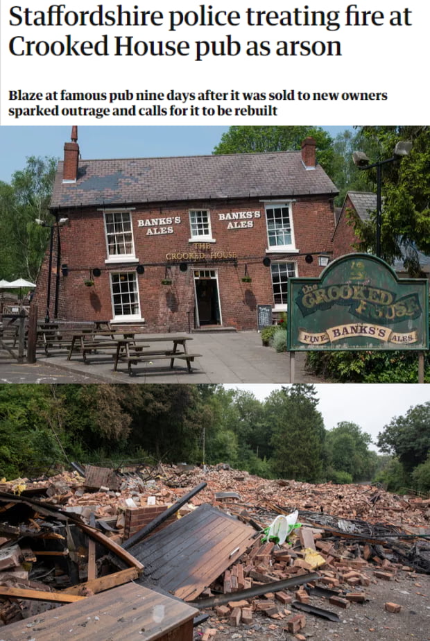 Britain’s wonkiest pub was destroyed in a fire on Saturday, just 2 days after it was sold, then ...