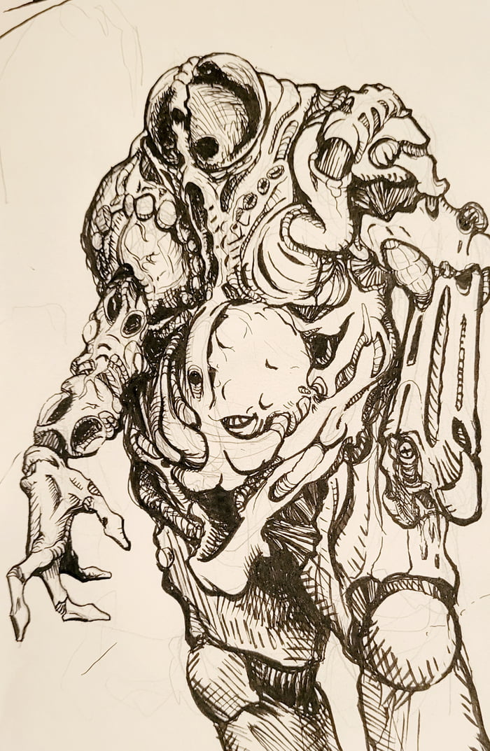 Drawing of the day played a little Scorn got inspired hope you guys ...