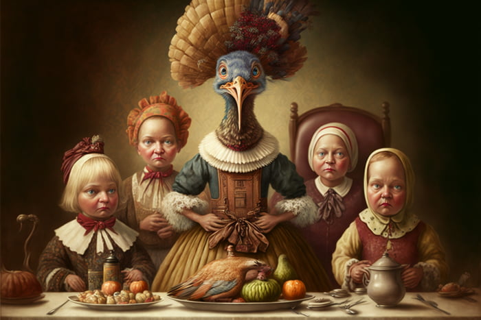 Happy Thanksgiving, here is a Creepy Thanksgiving image I generated. - 9GAG