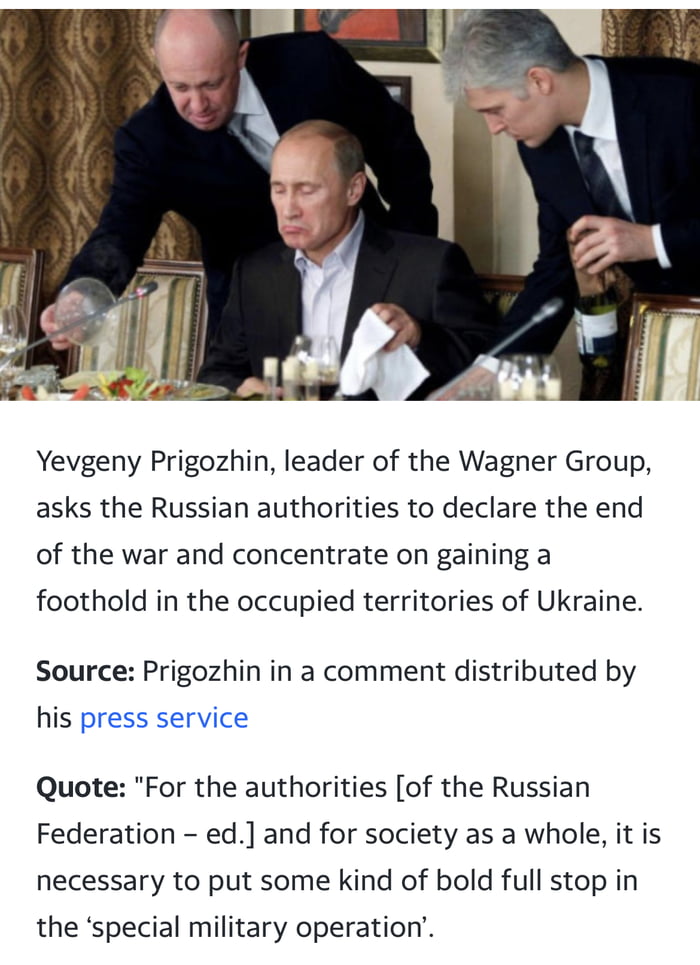 Wagner wants to stop the war? - 9GAG