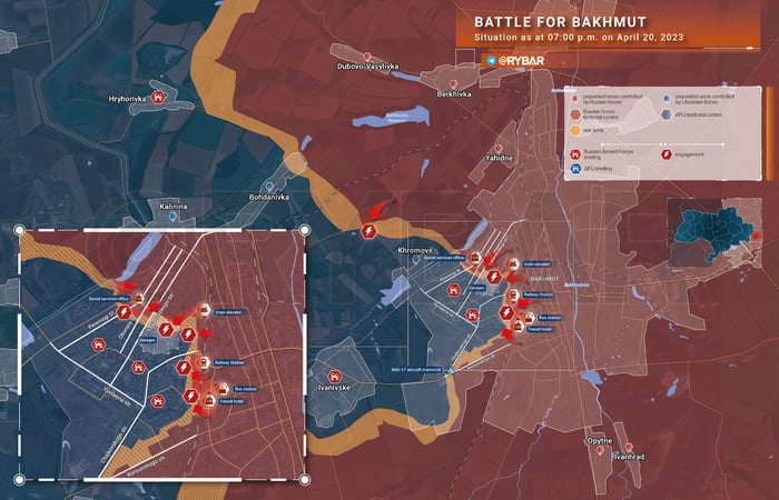 Rybar map update on Bakhmut - 9GAG