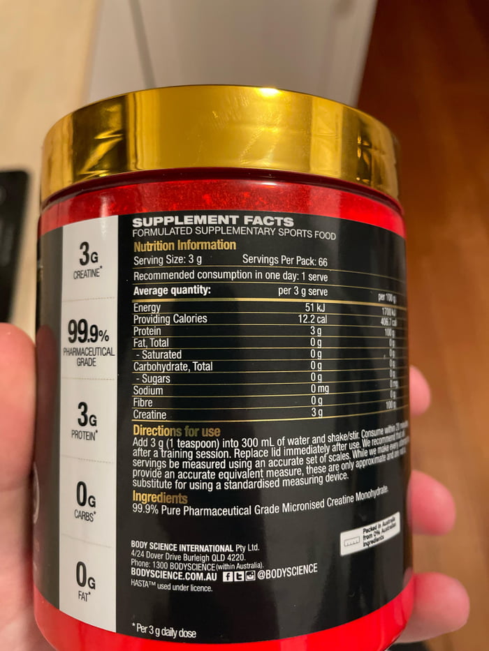 3g or protein and 3g of creatine in a 3g serving…? - 9GAG