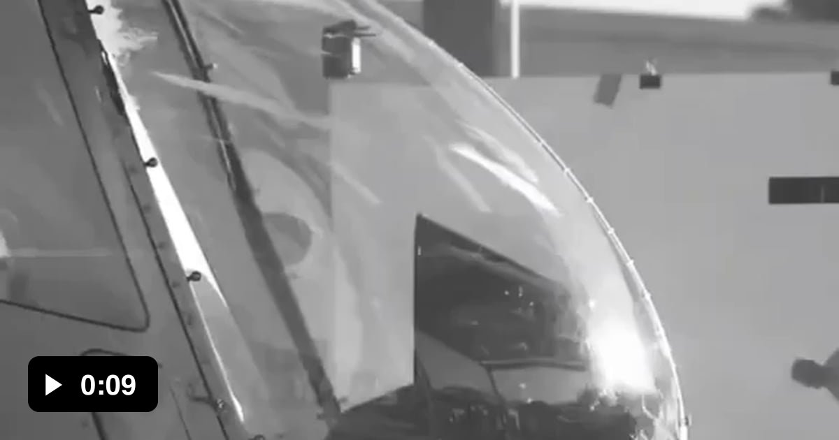 Slow-mo of a {212kph or 132mph} bird strike of a Robinson helicopter ...