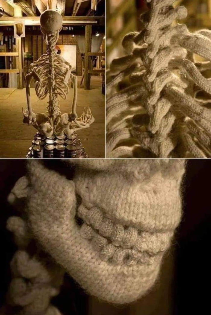An entire knitted skeleton - 9GAG