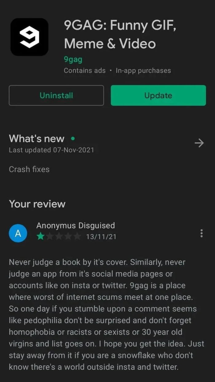 This google play review - 9GAG