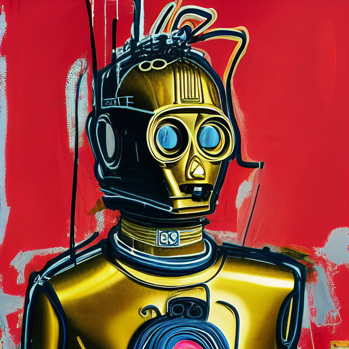 C-3PO as drawn by Jean-Michel Basquiat - 9GAG