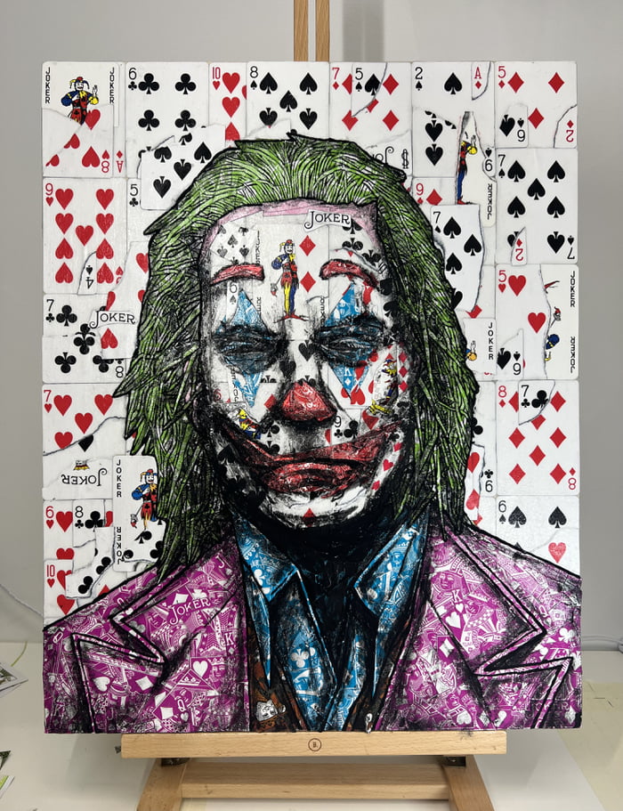 The Joker - made from playing cards and painted acrylic by Elmo Hood - 9GAG
