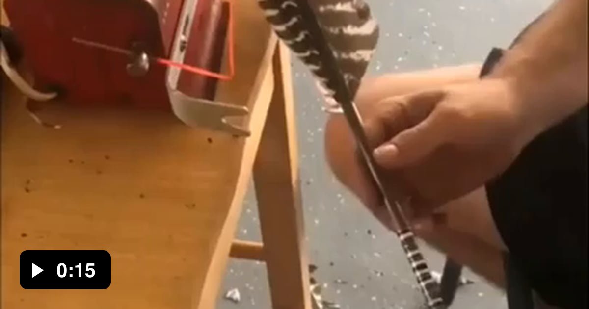 The way fletching on an arrow is evenly cut with a Young Feather Burner - 9GAG