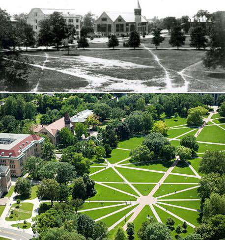 The pathways at Ohio State University were paved based on the routes ...