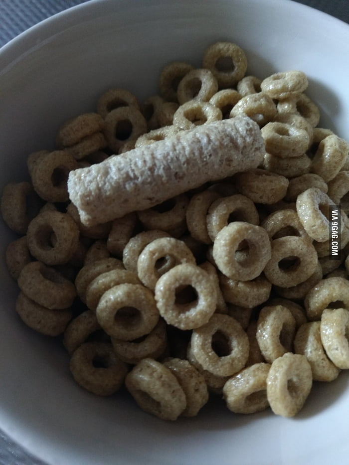 There was an extra long piece of Cheerio in my bowl this morning - 9GAG