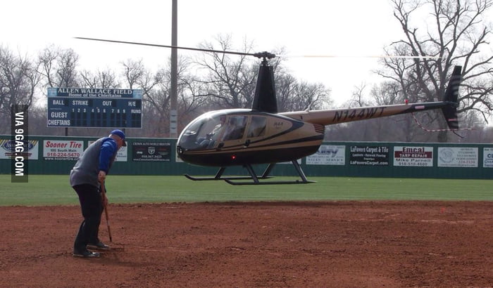 At my school they love baseball so much they're drying the field with a ...