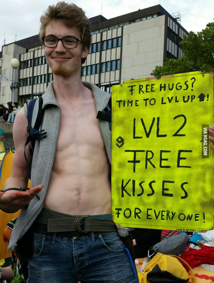 FREE HUGS? Time to lvl up⬆ - 9GAG