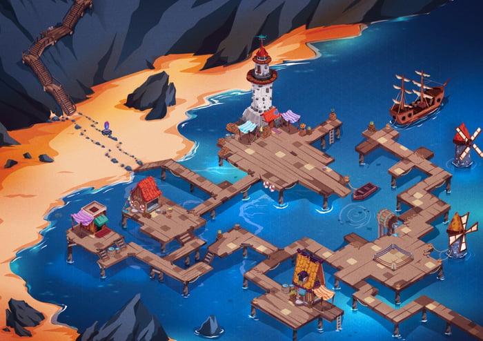 Working on a RPG video game town artwork, now to fill it with npcs! - 9GAG