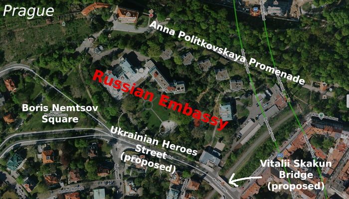 Russian Embassy new address: Ukrainian Heroes 36, Prague 6, Czech ...