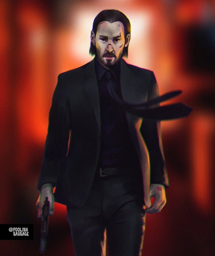 My artwork of John Wick. - 9GAG