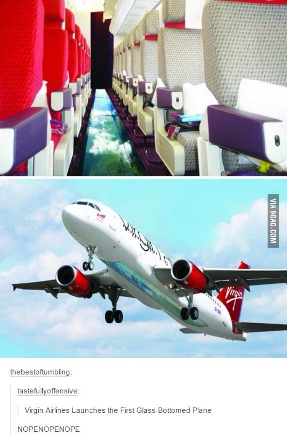 The first glass-bottomed plane, by: Virgin airlines - 9GAG