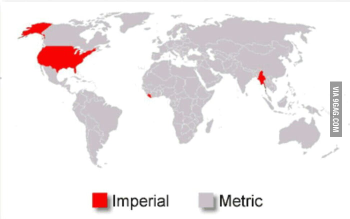Countries using the Imperial and Metric Measurement Systems - 9GAG