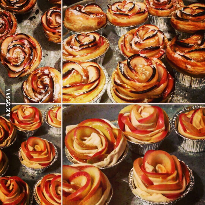 So I tried that apple rose thingy. I think they turned out great - 9GAG