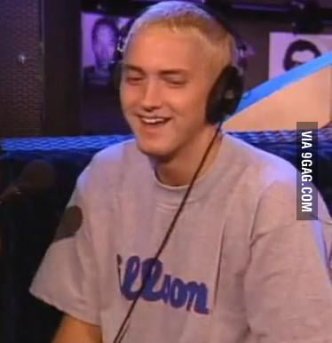 A rare picture of Eminem smiling :) - 9GAG
