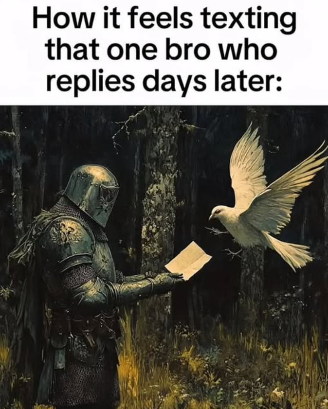 Waiting for that reply like it's a medieval dispatch. - 9GAG
