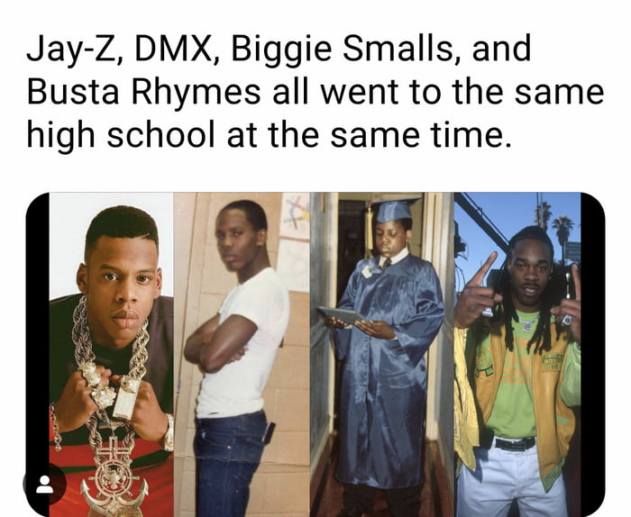 Jay Z and Busta even had a freestyle rap battle in the school lobby... And Jay-Z won. - 9GAG