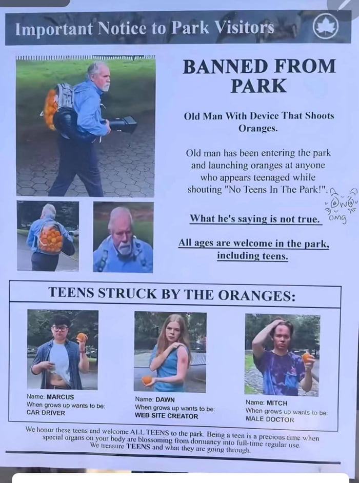 Old man orange launcher, park's new villain - 9GAG
