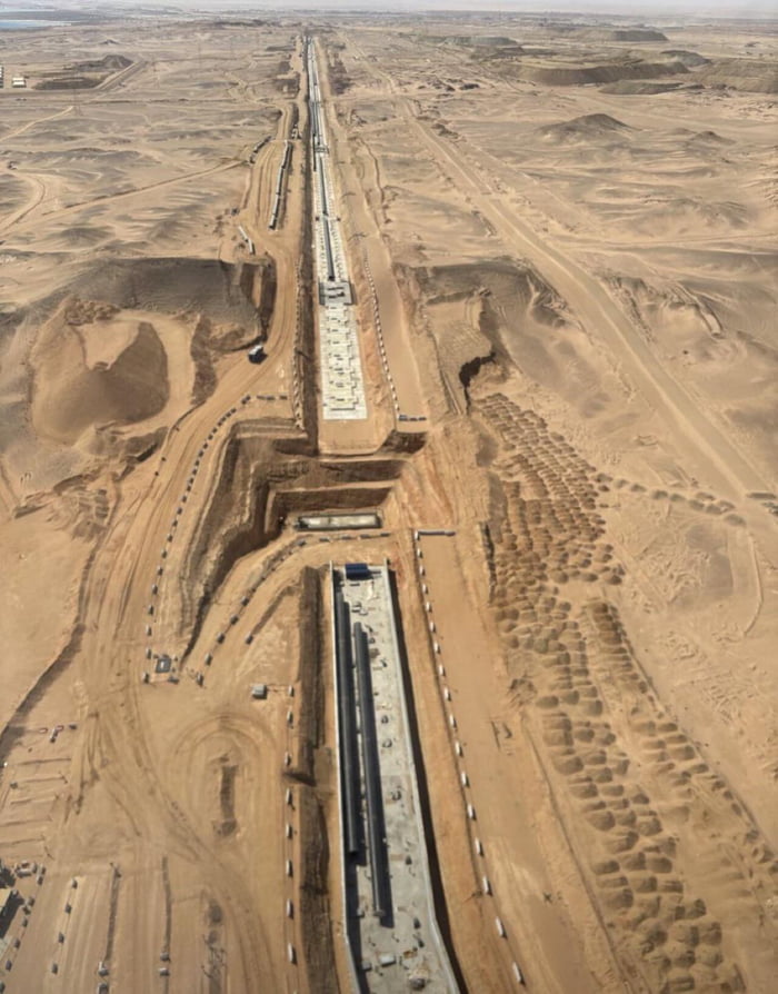 Recently taken image of Saudi Arabia’s ‘The Line’ project, spanning 105 ...