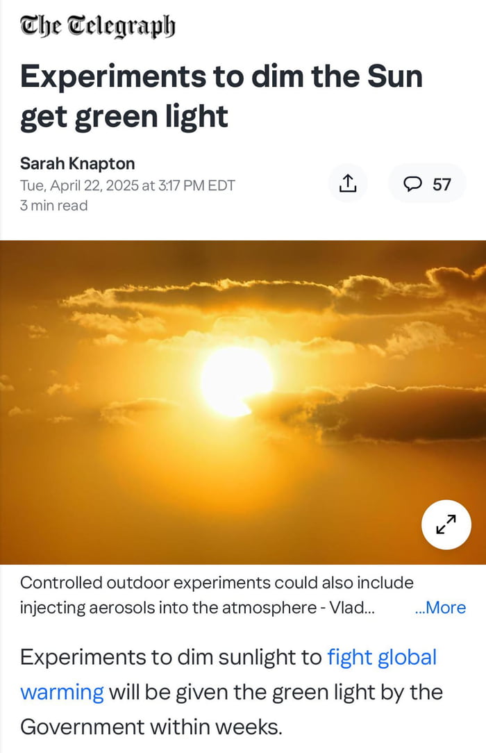 The UK government just approved solar geoengineering experiments, projects designed to block or ...